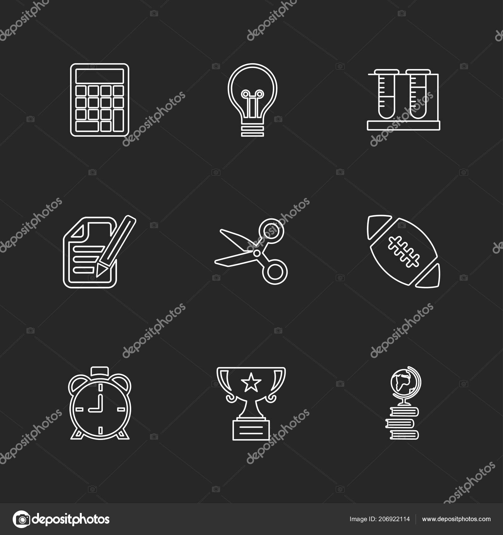 Different Simple App Icons Black Background Flat Vector Illustration ...