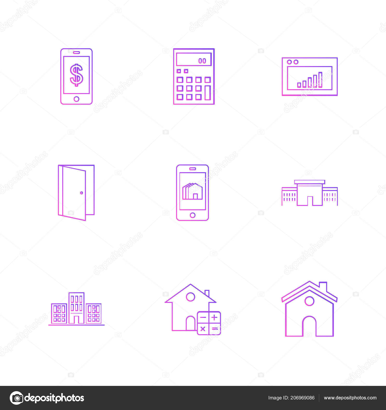 Minimalistic Flat App Icons Isolated White Background Stock Vector by ...