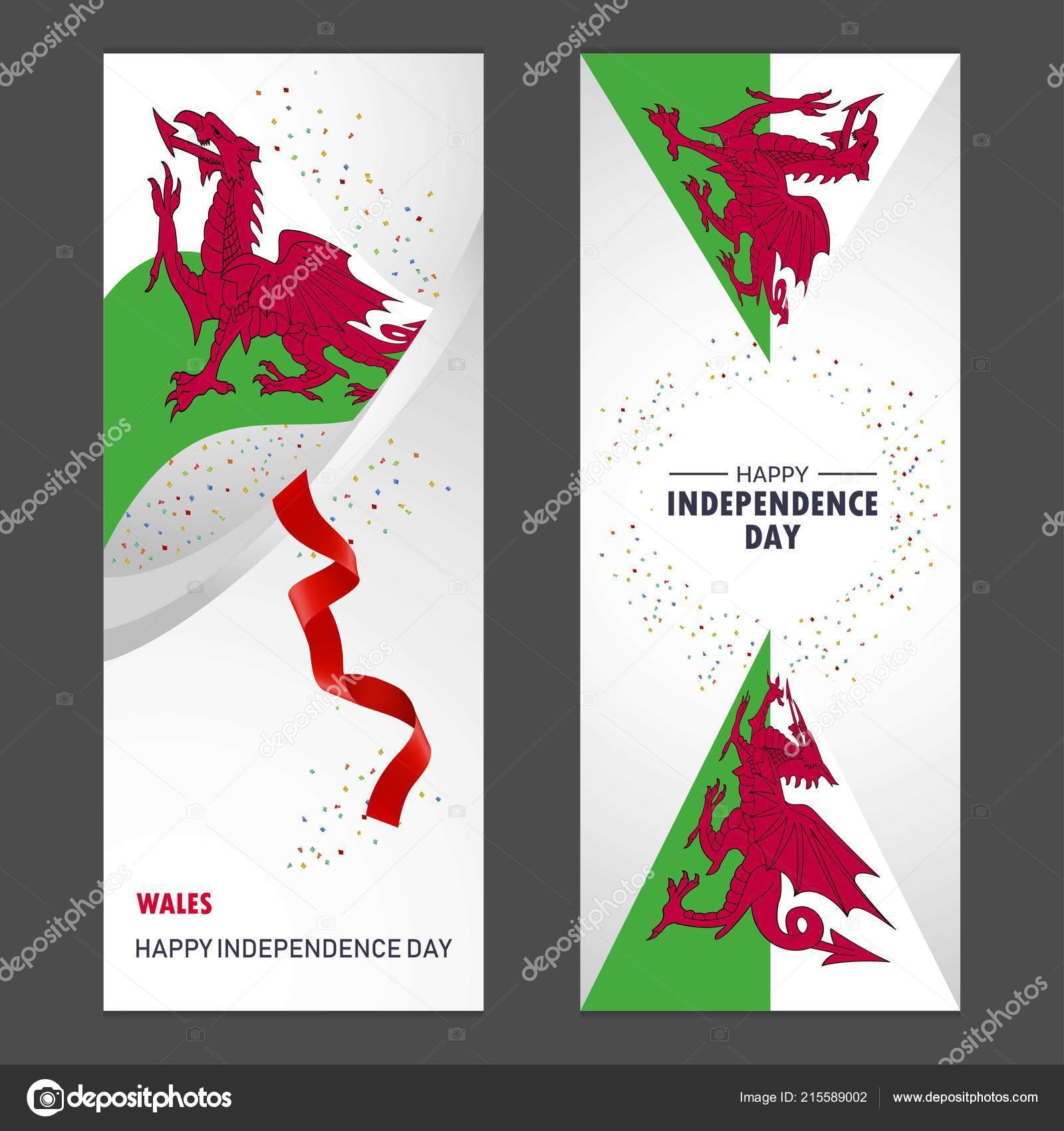 Wales Happy Independence Day Confetti Celebration Background Vertical ...