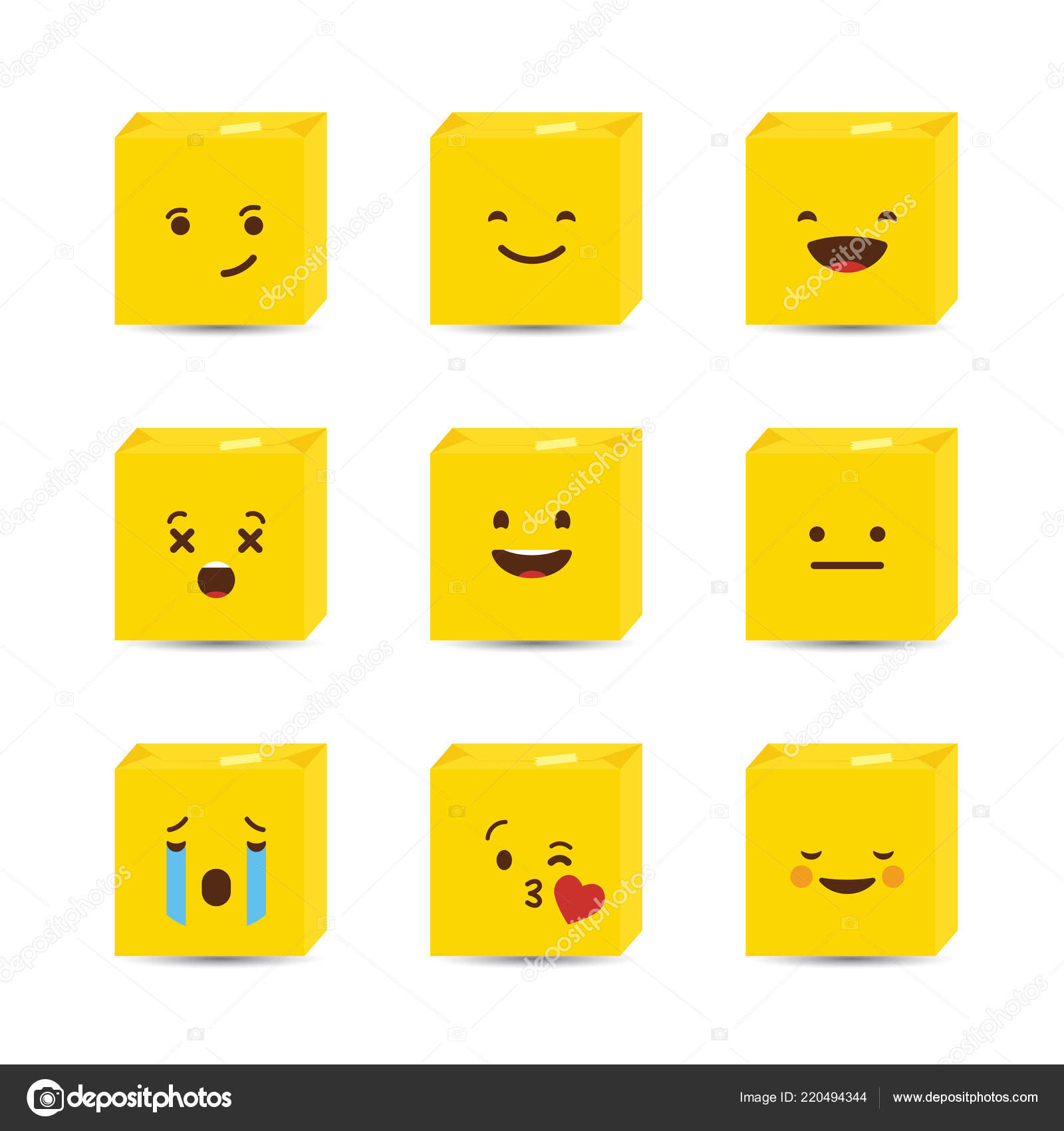 Set Yellow Square Emojis Design Vector Stock Vector Image by ©ibrandify ...