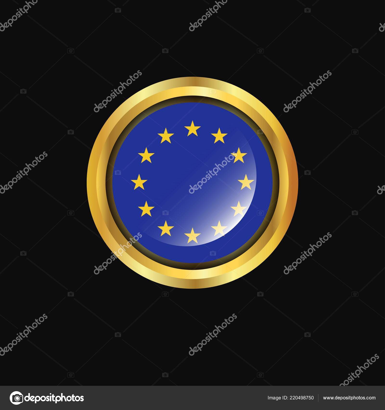 European Union Flag Golden Button Stock Vector Image by ©ibrandify ...