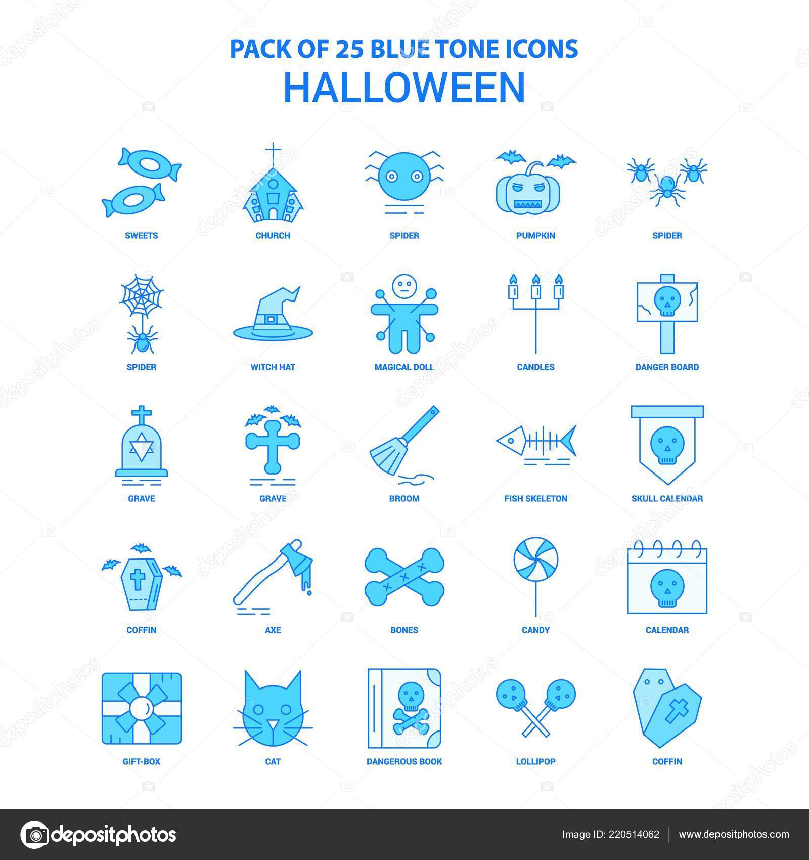 Halloween Blue Tone Icon Pack Icon Sets Stock Vector by ©ibrandify ...