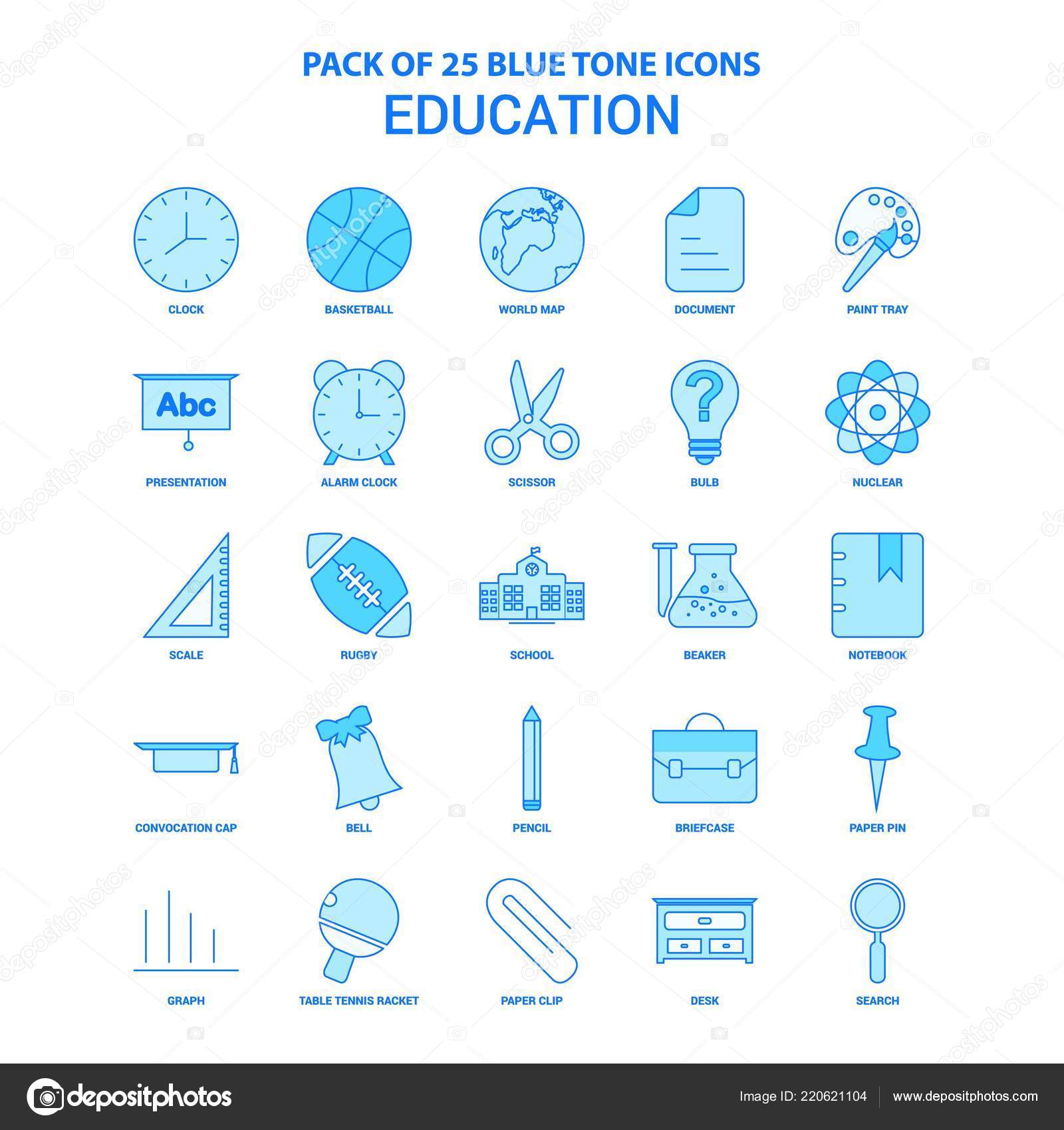Education Blue Tone Icon Pack Icon Sets Stock Vector Image by ...