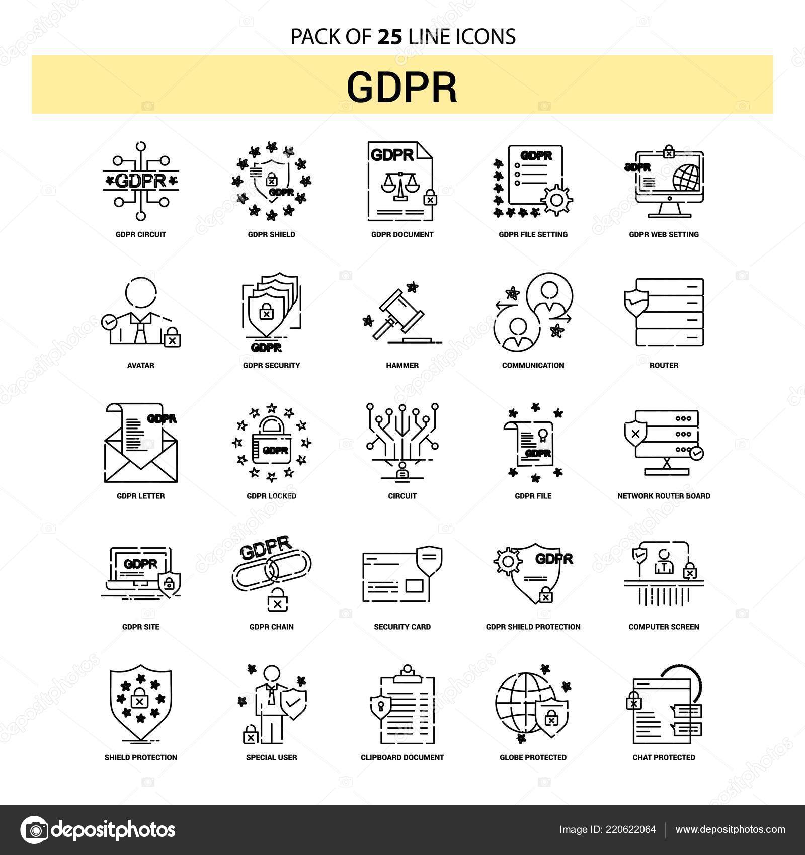 Gdpr Line Icon Set Dashed Outline Style Stock Vector by ©ibrandify 220622064