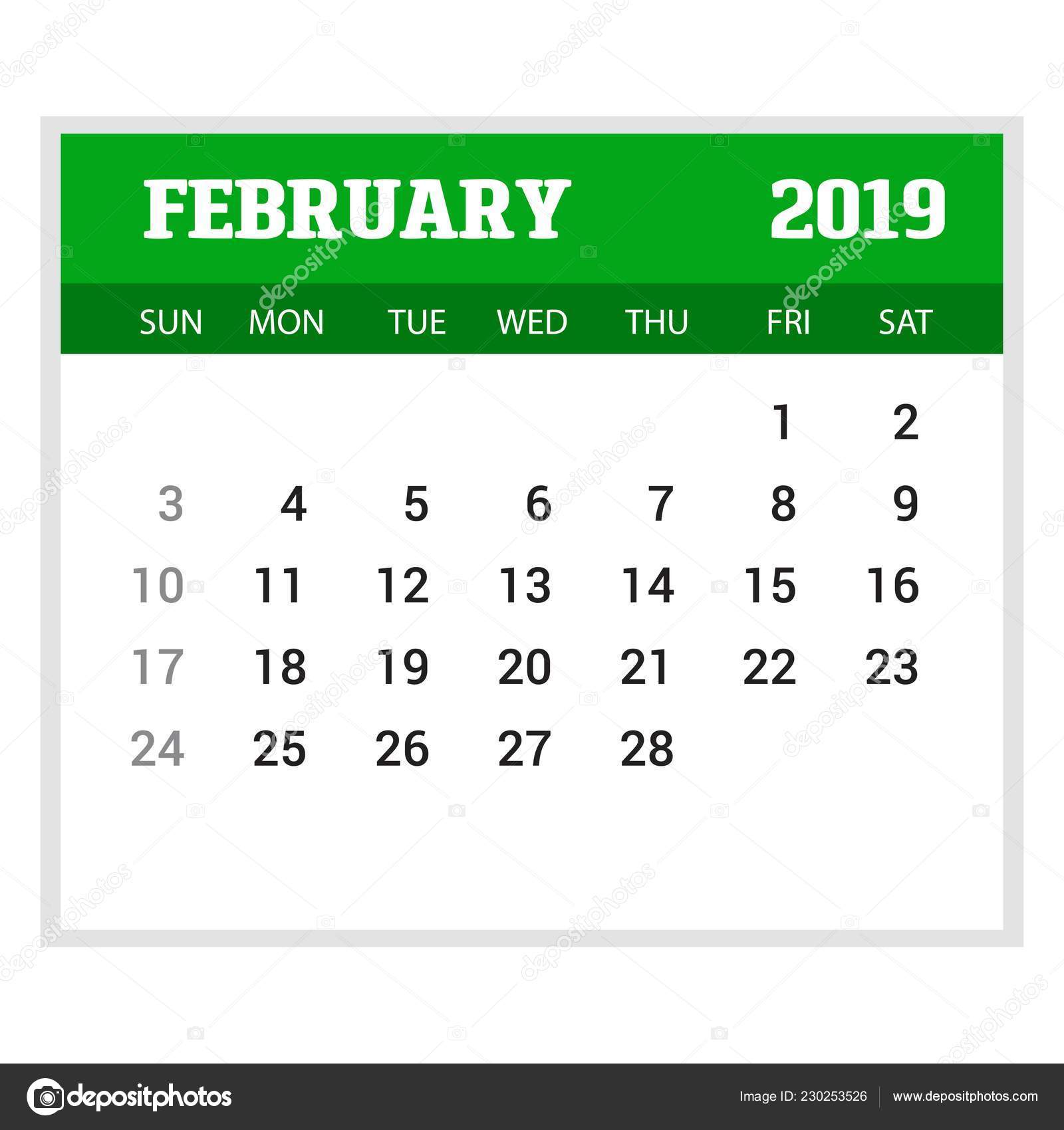 2019 Happy New Year February Calendar Template Christmas Background ...