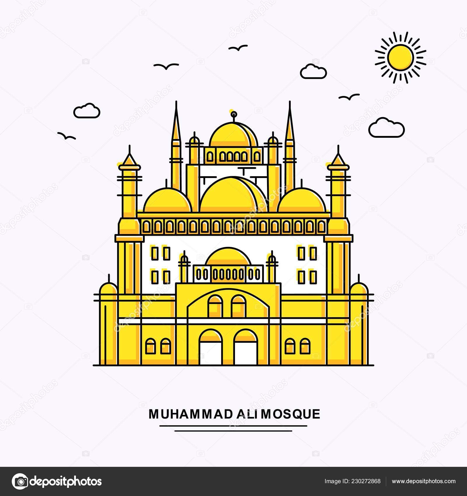 Muhammad Ali Mosque Plantilla Poster Monumento Mundo Viaje Amarillo ...