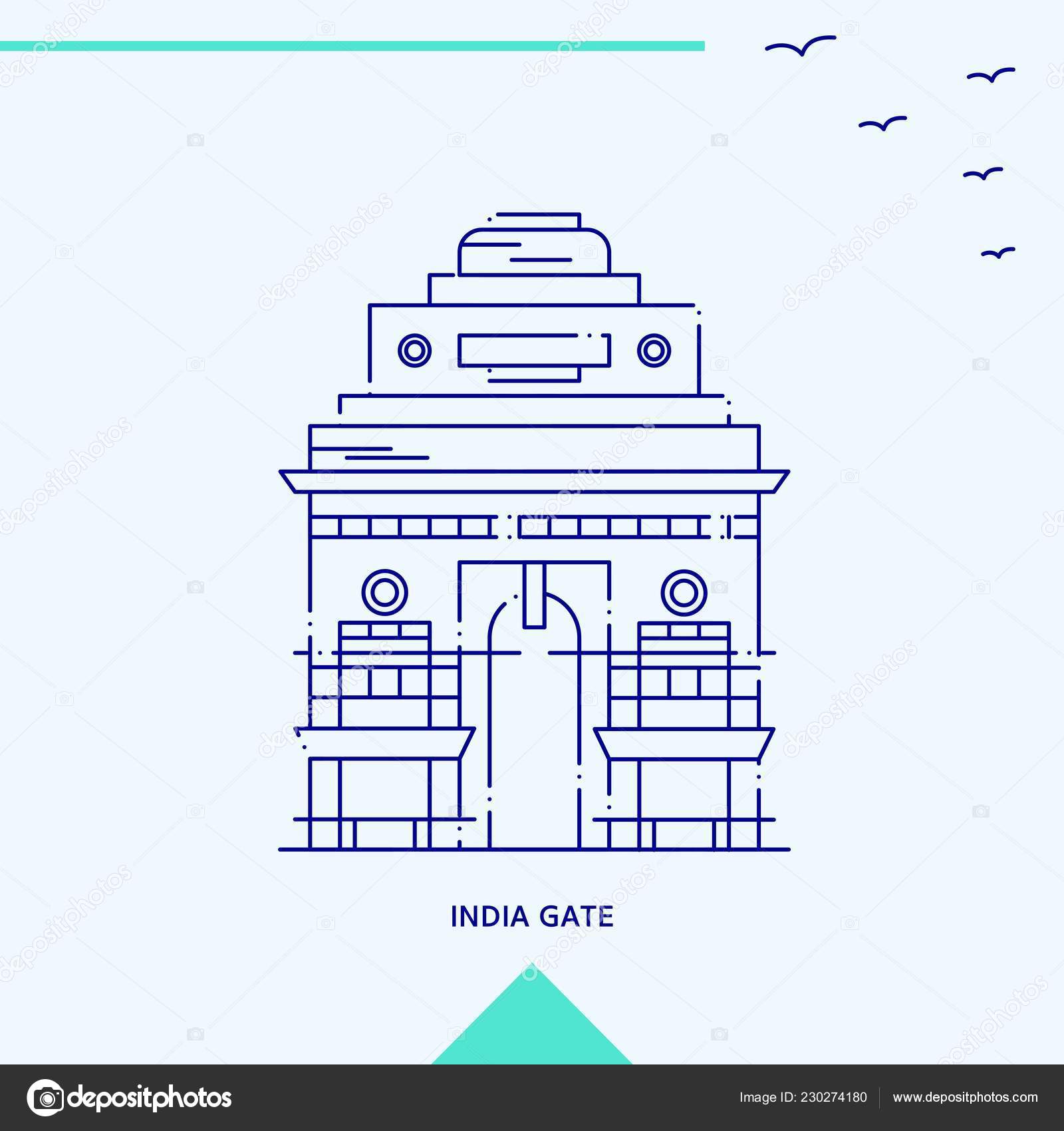 India Gate Skyline Vector Illustration Stock Vector by ©ibrandify 230274180