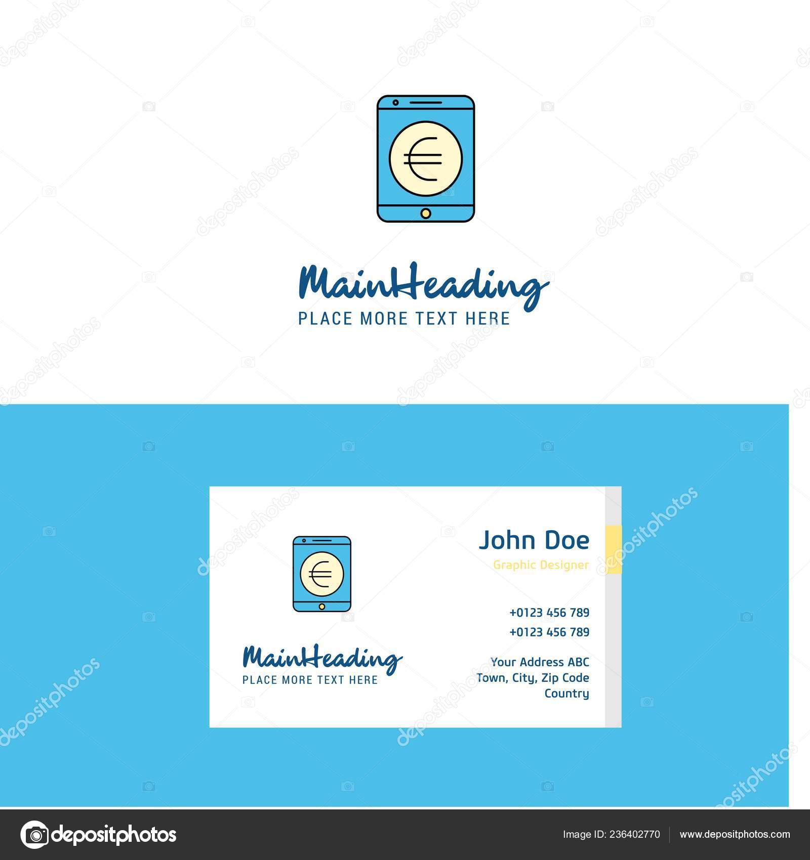 Flat Euro Logo Visiting Card Template Busienss Concept Logo Design ...