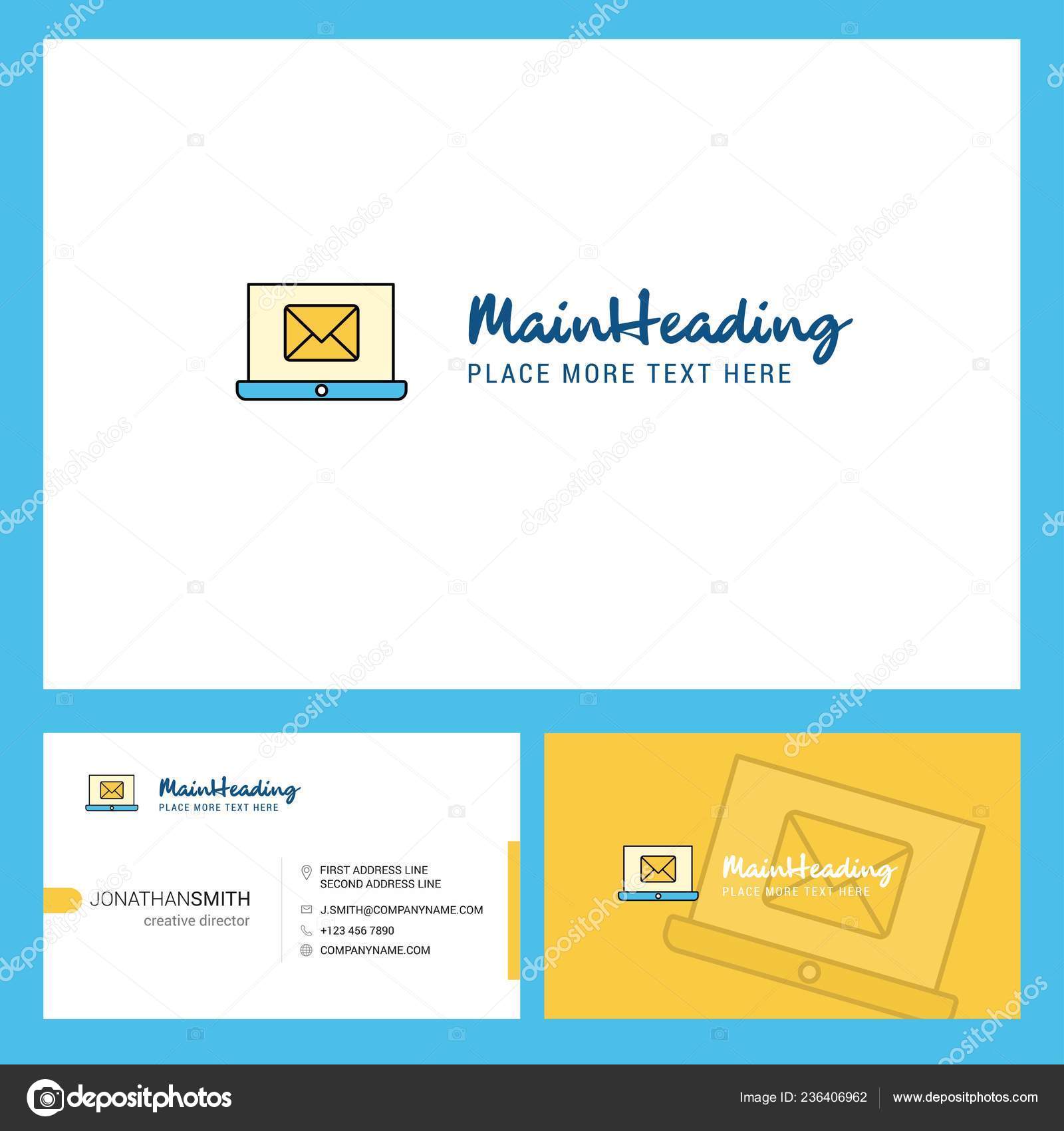 Email Laptop Logo Design Tagline Front Back Busienss Card Template ...