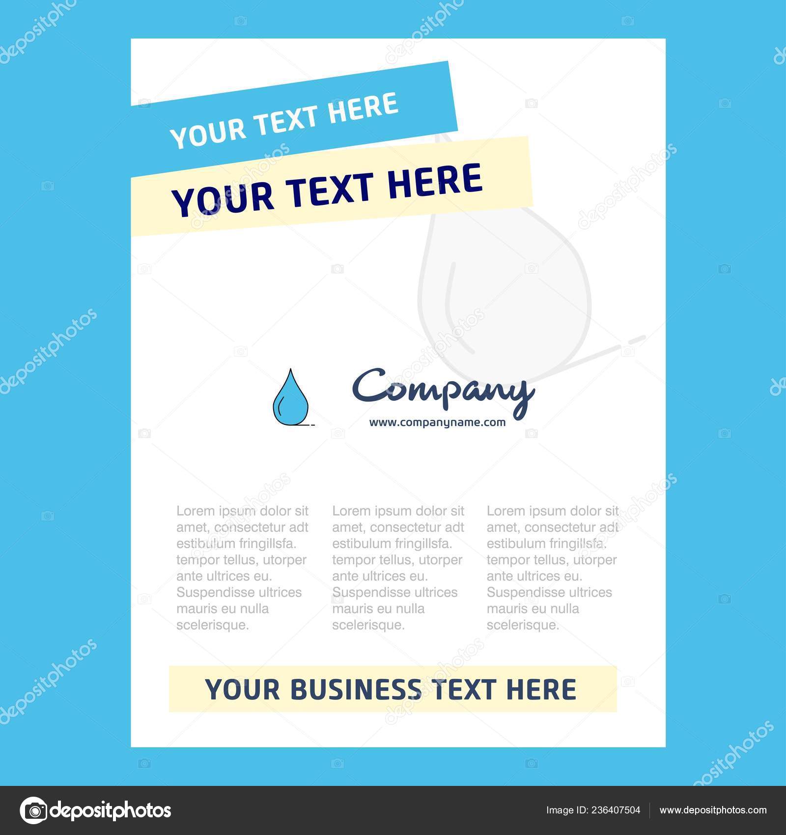 Water Drop Title Page Design Company Profile Annual Report ...