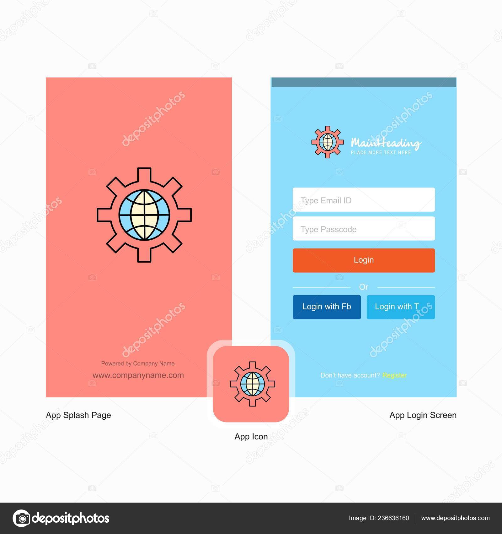 Company Internet Setting Splash Screen Login Page Design Logo Template ...