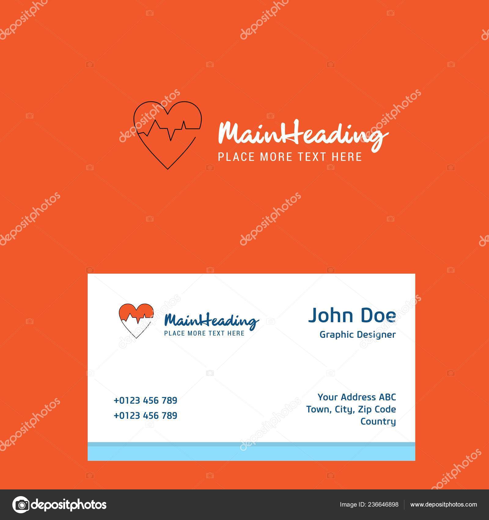 Heart Ecg Logo Design Business Card Template Elegant Corporate Identity ...