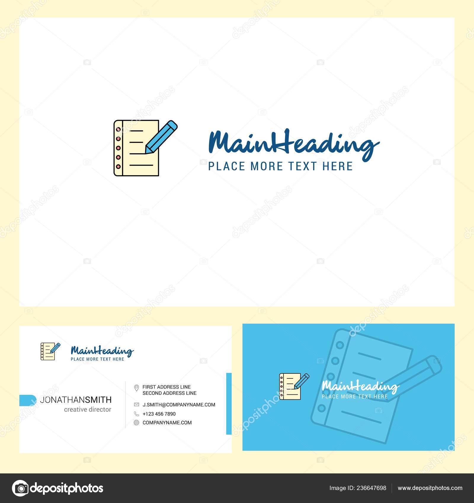 Image vectorielle Ecrire Sur Des Notes Logo Design Avec Tagline Avant ...