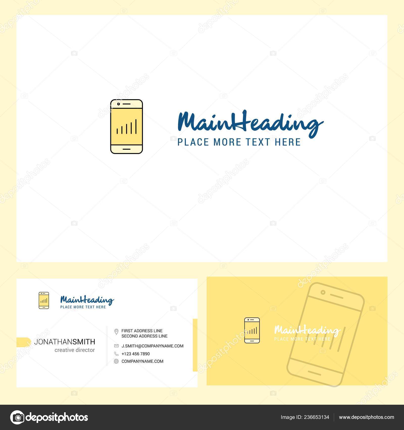 Smartphone Logo Design Tagline Front Back Busienss Card Template Vector ...