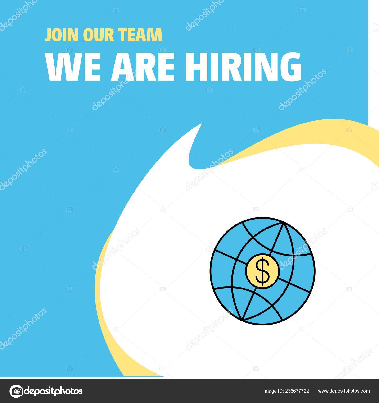 Join Our Team Busienss Company Globe Hiring Poster Callout Design Stock ...
