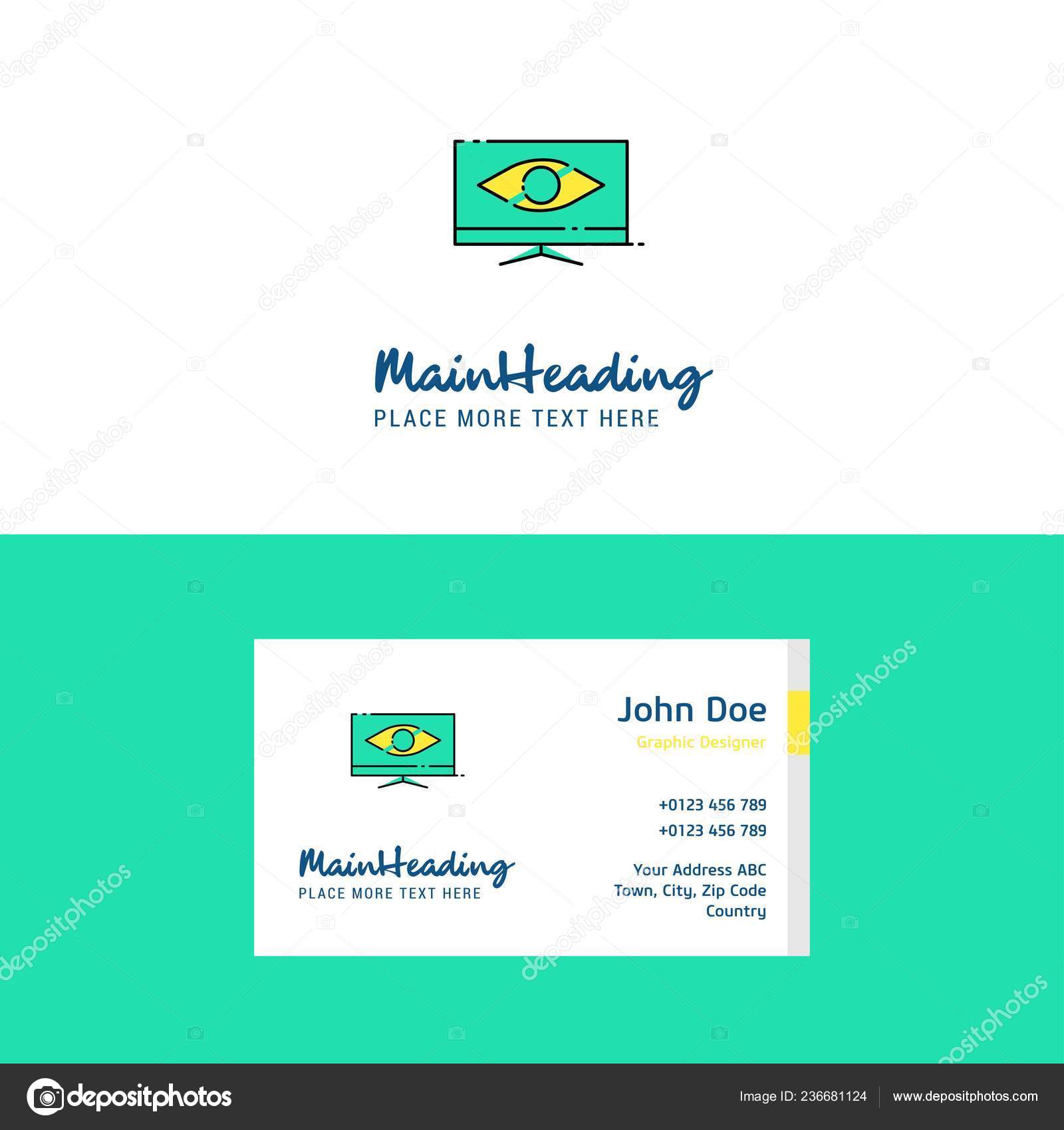 Flat Monitor Logo Visiting Card Template Busienss Concept Logo Design ...