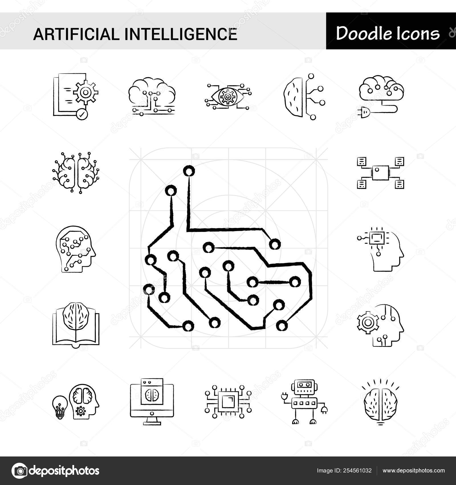 Set Artificial Intelligence Hand Drawn Icon Set Stock Vector Image by ©ibrandify #254561032