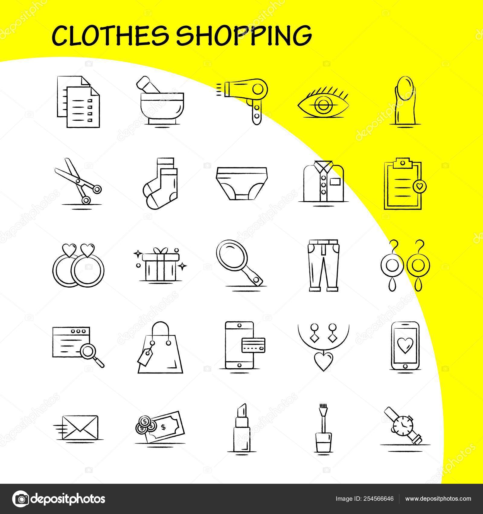 Clothes Shopping Hand Drawn Icon Web Print Mobile Kit File Stock Vector ...