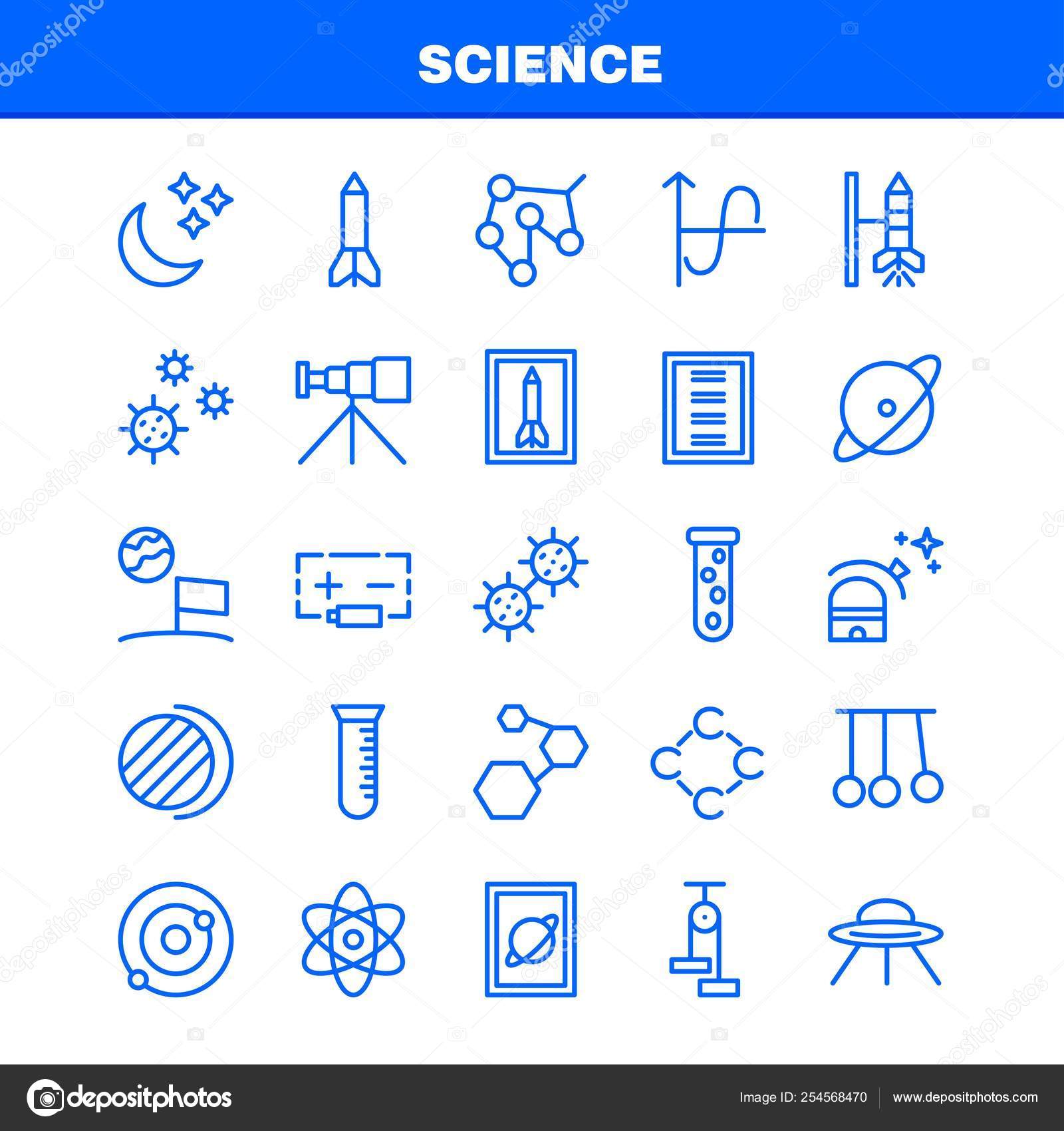 Science Line Icon Pack Designers Developers Icons Launch Rocket Space ...