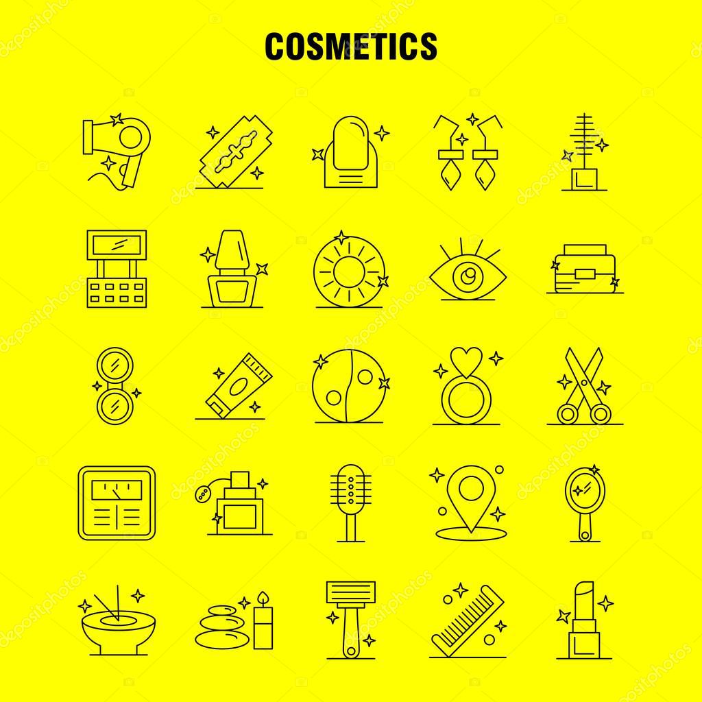 Juego de iconos de línea de cosméticos para infografías, kit de UX / UI ...