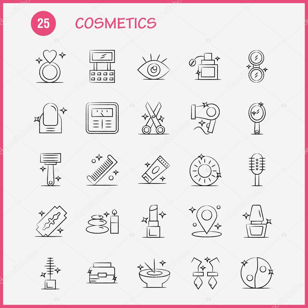 Conjunto de iconos dibujados a mano de cosméticos para infografías, kit ...