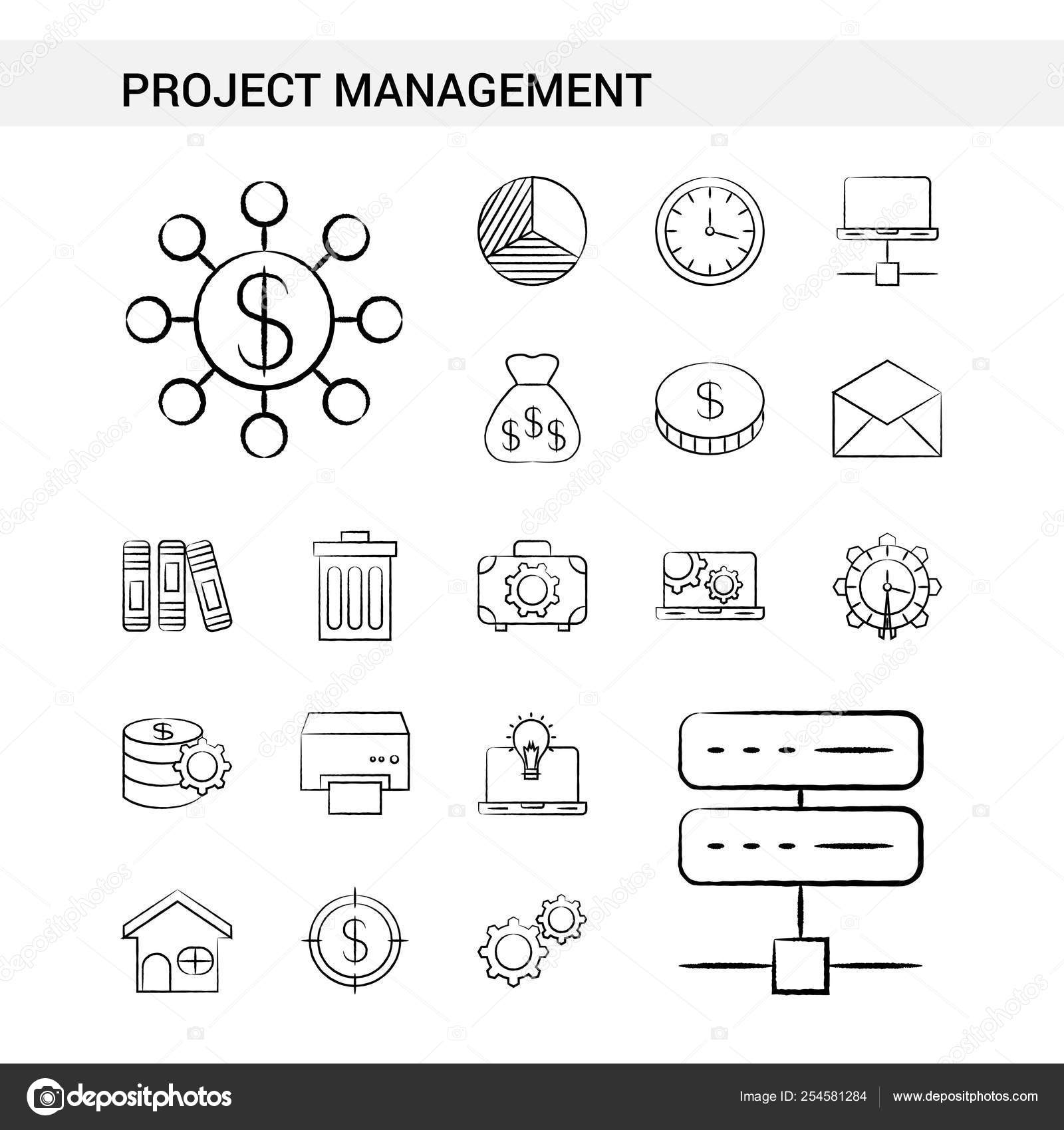 Project Management Hand Drawn Icon Set Style Isolated White Background Stock Vector Image by ...