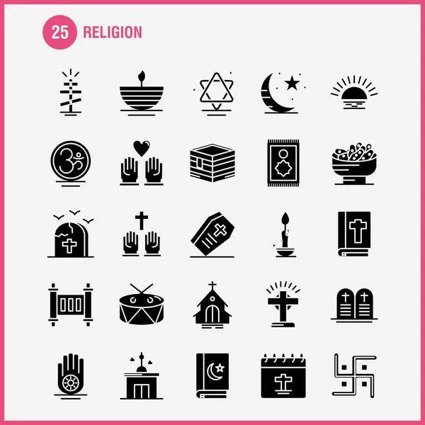 Religion Solid Glyph Icons Set For Infographics, Mobile UX/UI Kit And ...