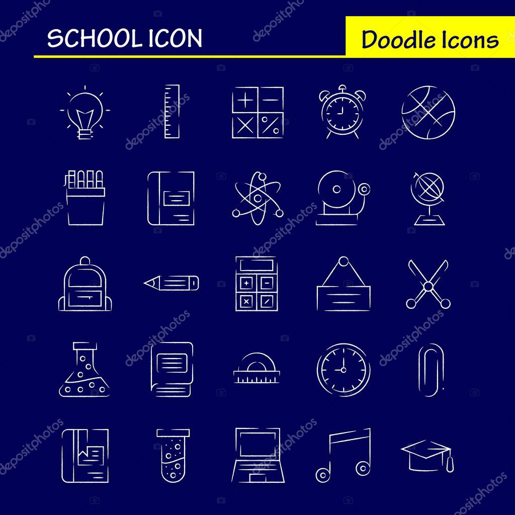 Icono escolar dibujado a mano paquete de iconos para diseñadores y ...