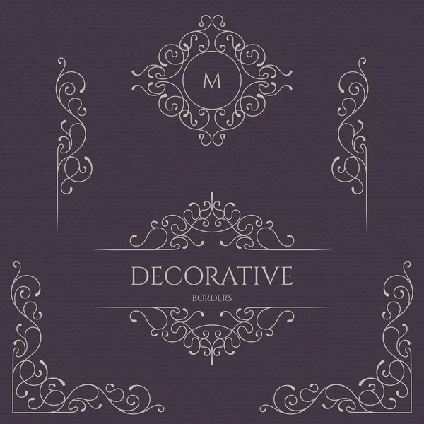 Set of monograms and borders. Graphic design pages. Stock Vector Image ...