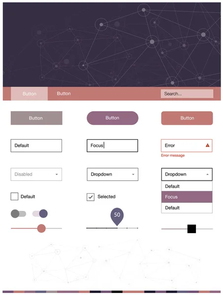 Dark Pink, Blue vector ui ux kit in triangular style with circles ...