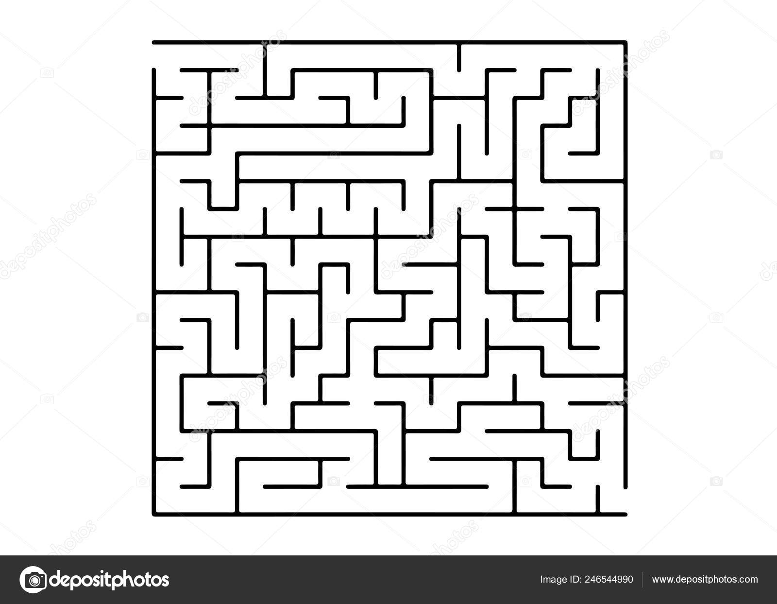 White Vector Layout Black Maze Riddle Modern Illustration Maze White ...