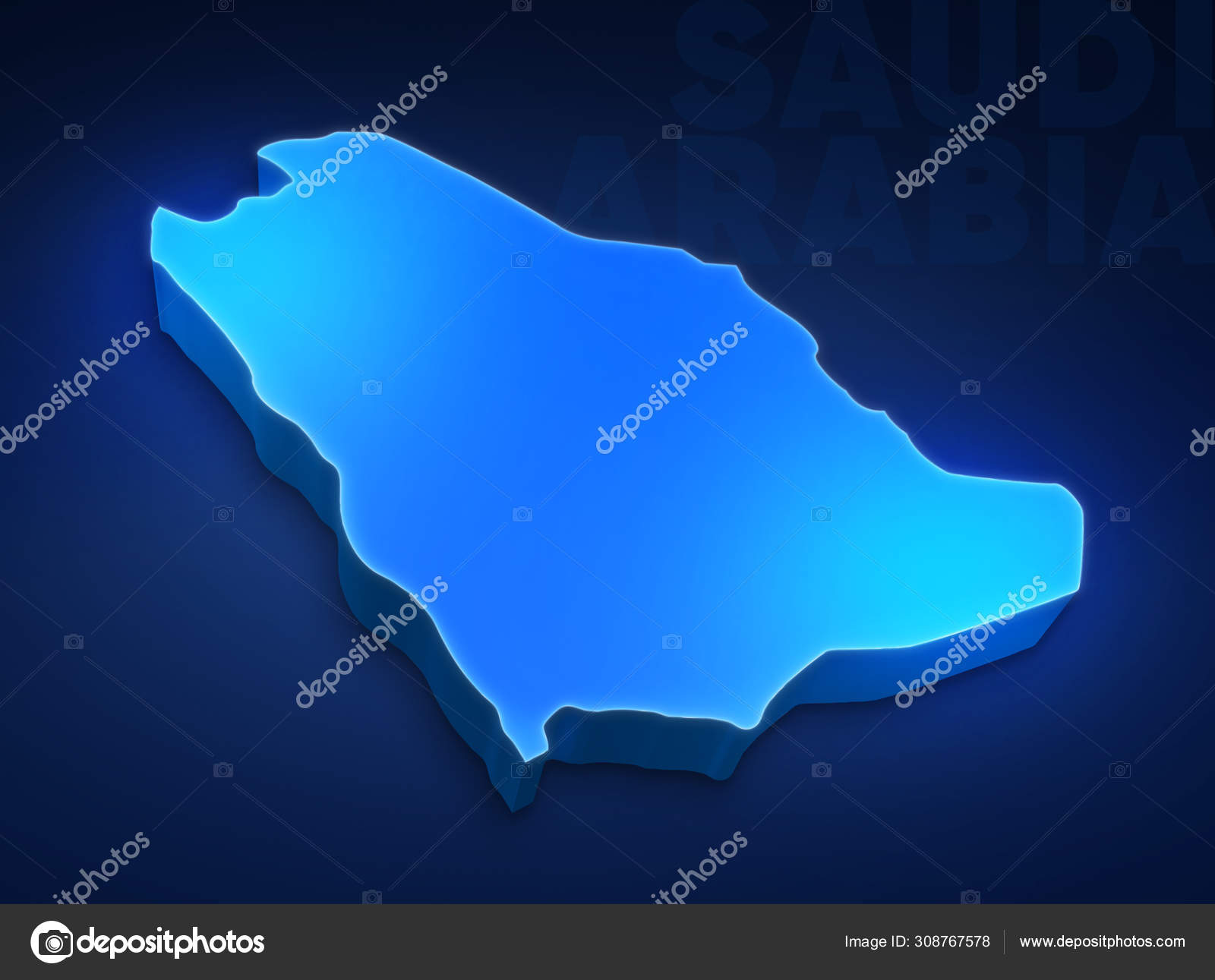 Blue Map Saudi Arabia Dark Blue Background Illustration Map Saudi Stock ...