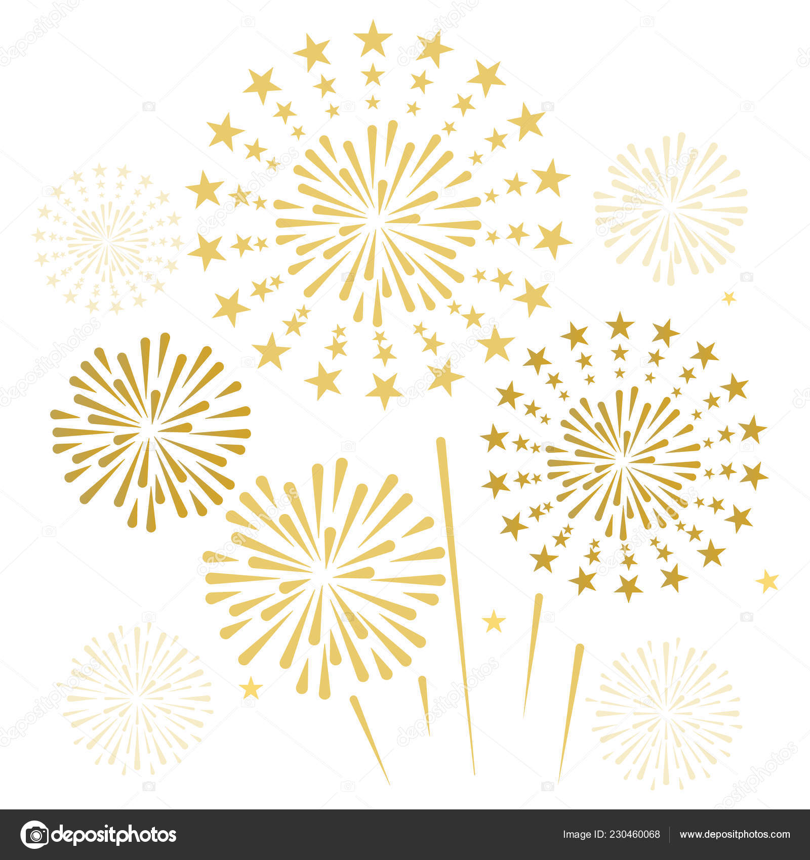 Gold Bright Firework White Background Can Use Celebration Party New ...