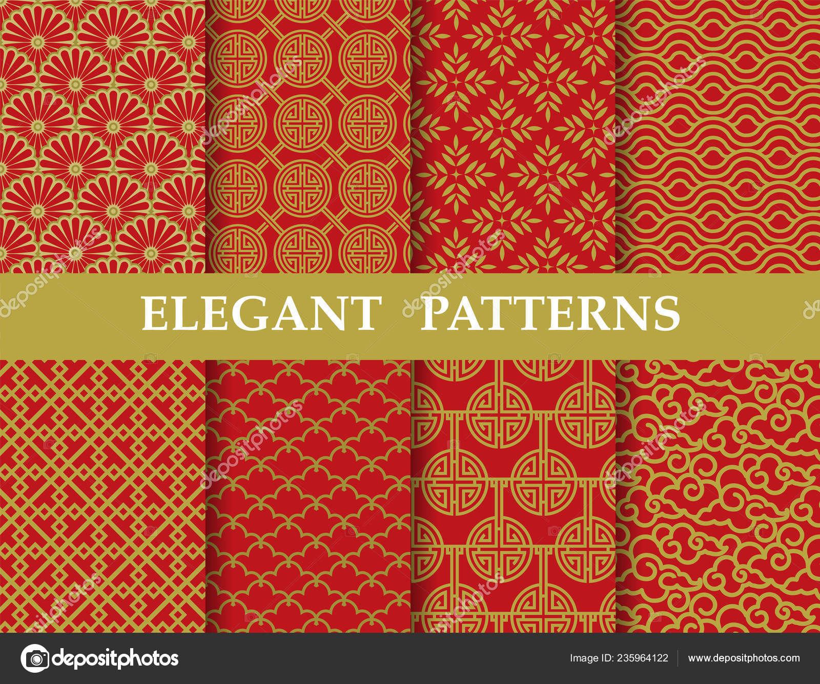 Different Elegant Chinese Classic Patterns Endless Texture Can Used ...