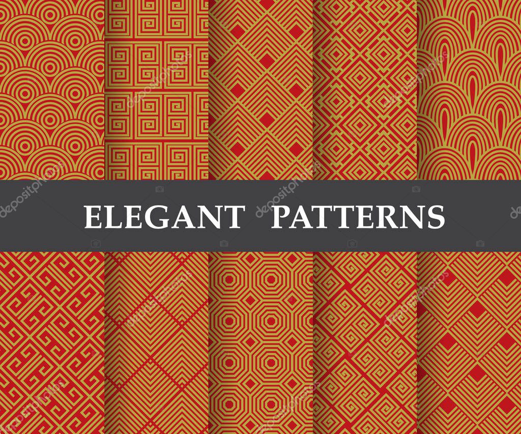 conjunto de patrón de textura china, ilustración de vectores 2023