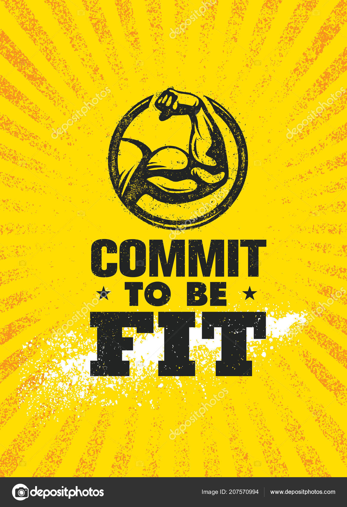 Poster Inspirational Phrase Commit Fit Bright Yellow Background Stock ...