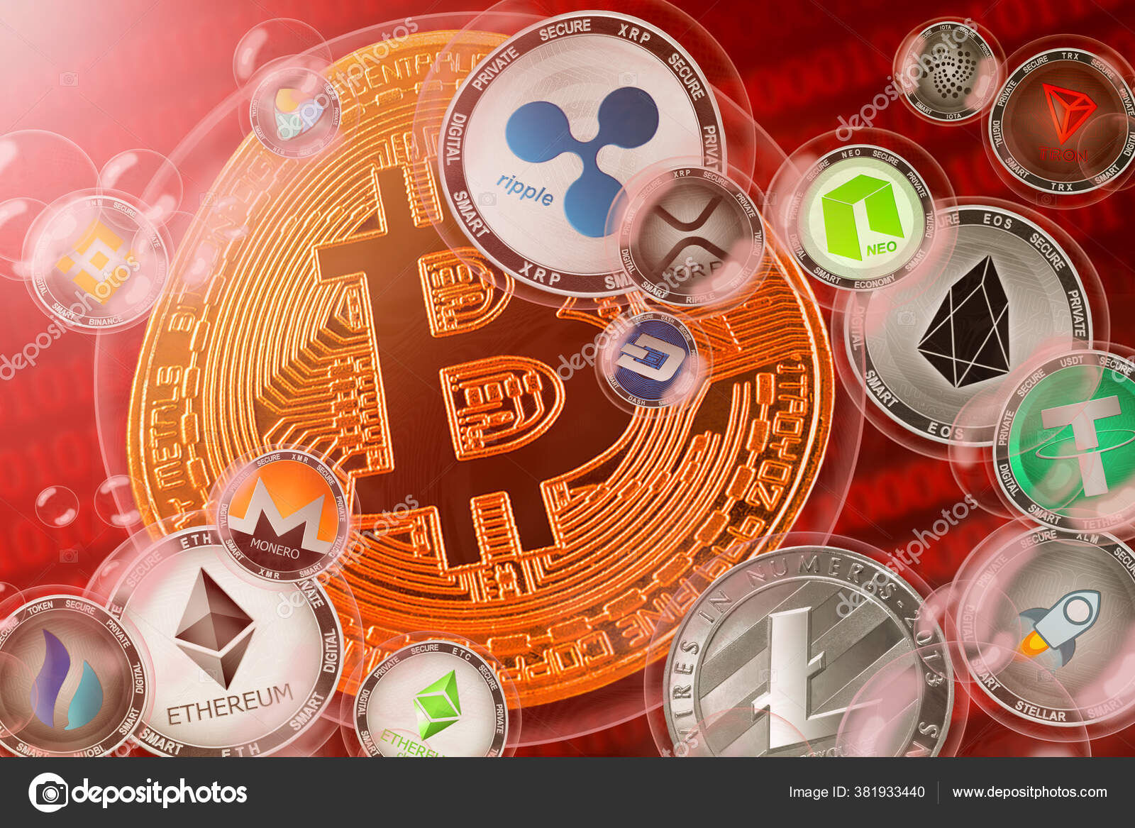 Cryptocurrency Crash Crypto Currency Coins Bubbles Binary Code ...