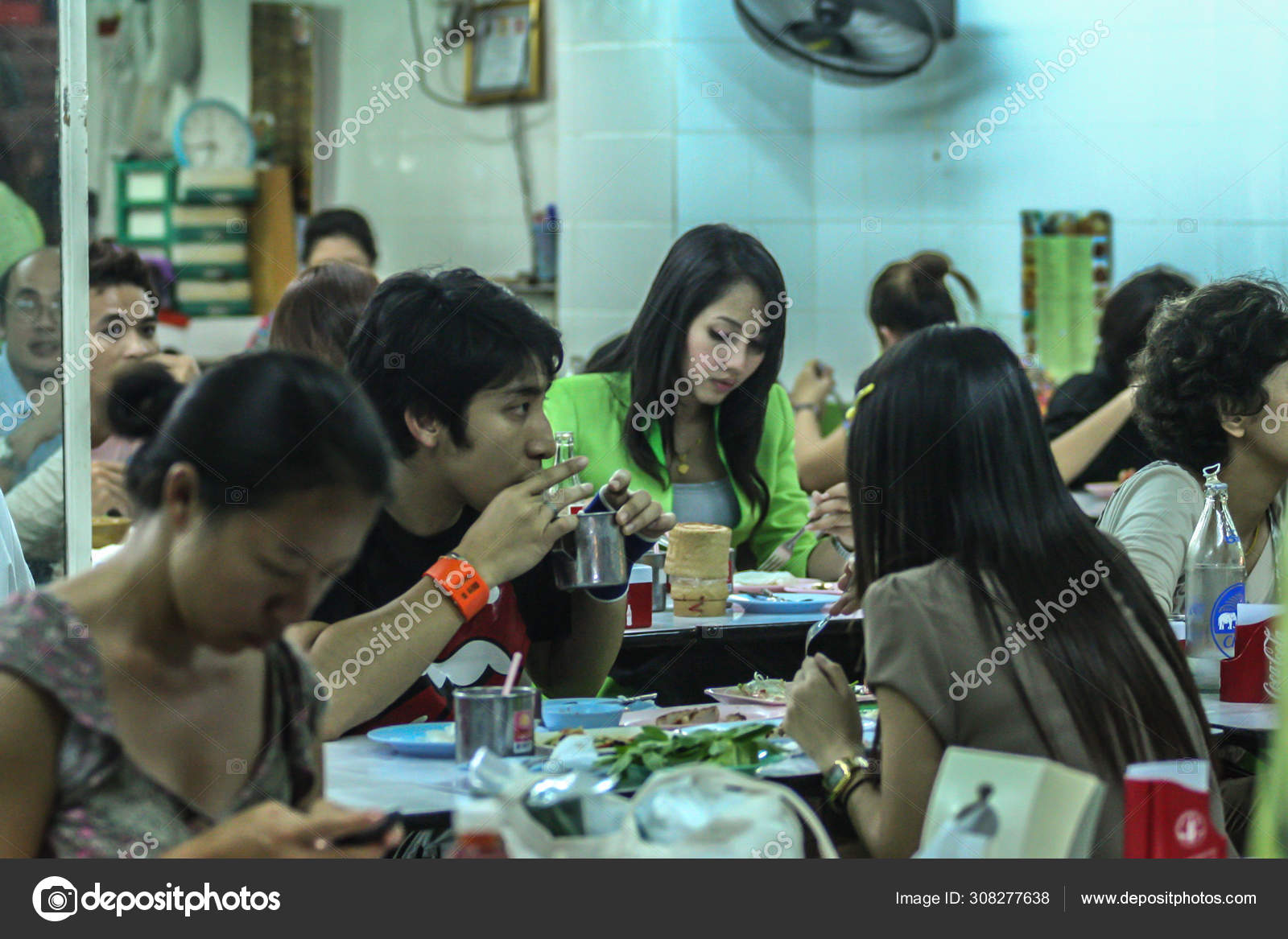 2011 Phuket Thailand Locals Tourists Eating Cafe Open Air People ...