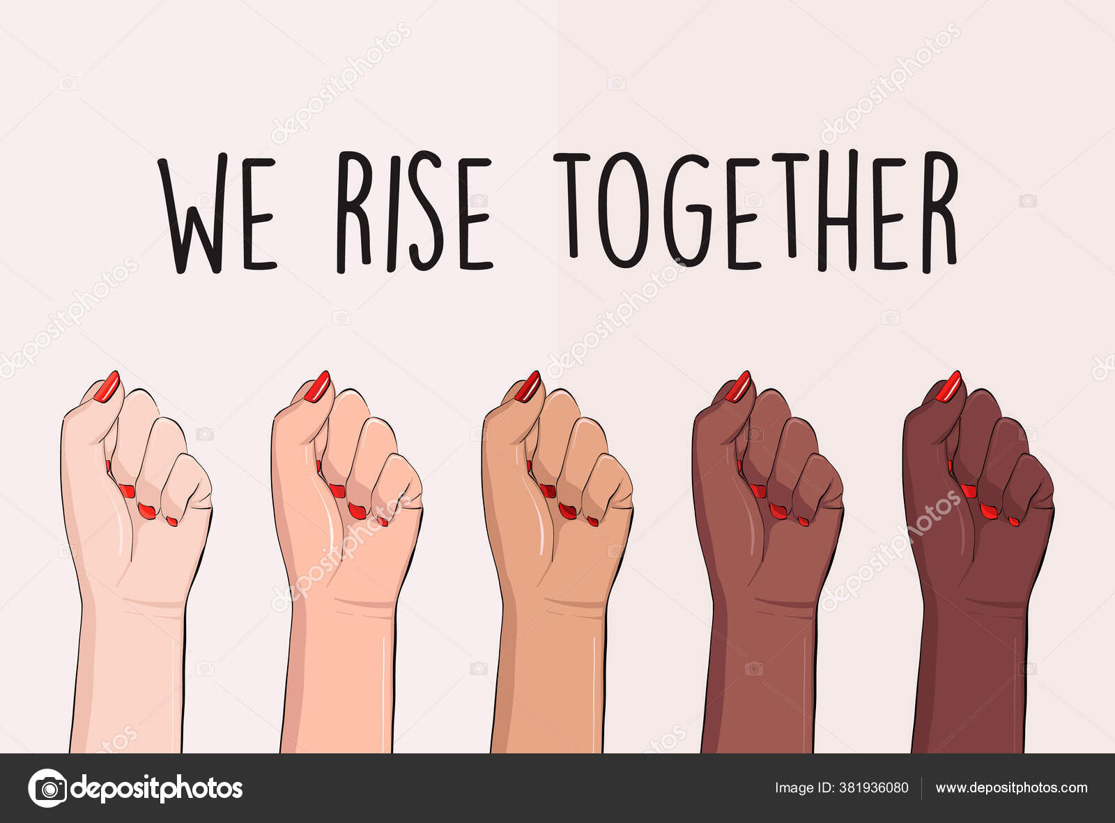 We rise together political slogan, black lives matter activist hand ...