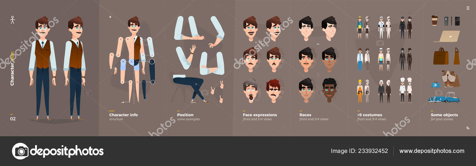 Cartoon Character Animation Set For Your Motion Design. Stock Vector ...