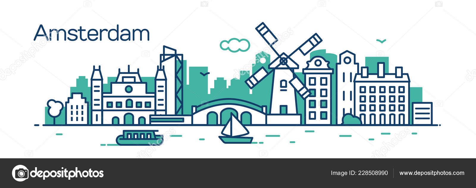 Amsterdam City Vector Illustration Stock Vector by ©genadiymolnia.gmail ...