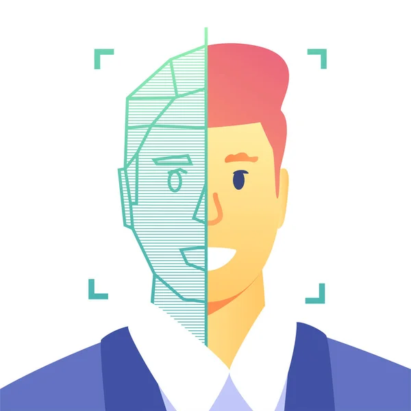 Facial recognition concept. Face ID, face recognition system. Hand ...