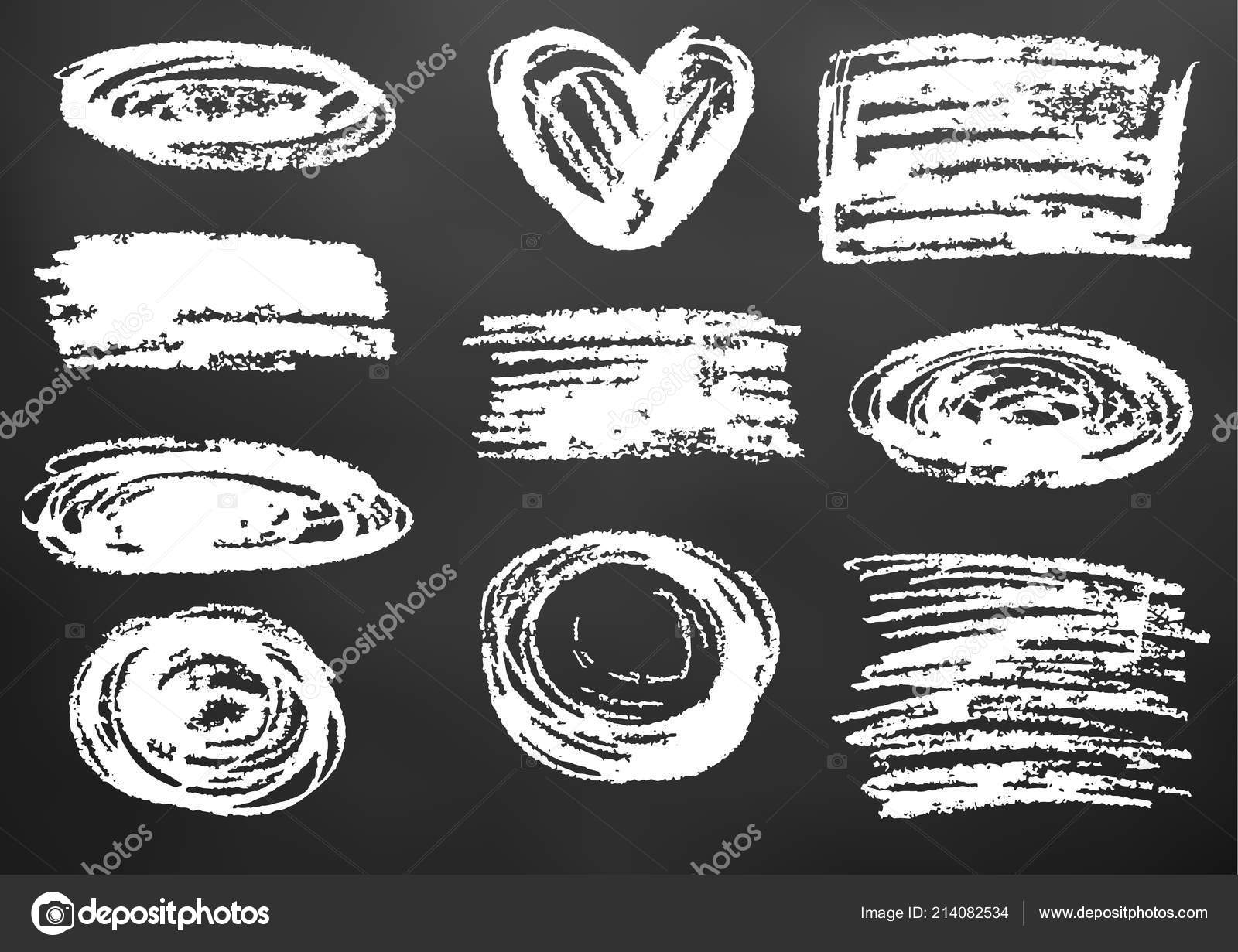 Dibujo Infantil Con Tiza Blanca Sobre Una Pizarra Negra Elementos ...