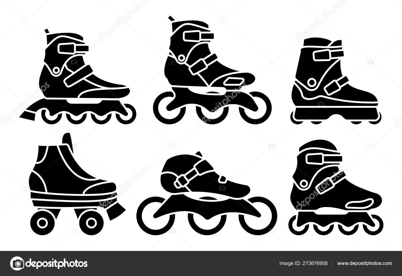 Set of Inline Roller Skates icons isolated on white background ...