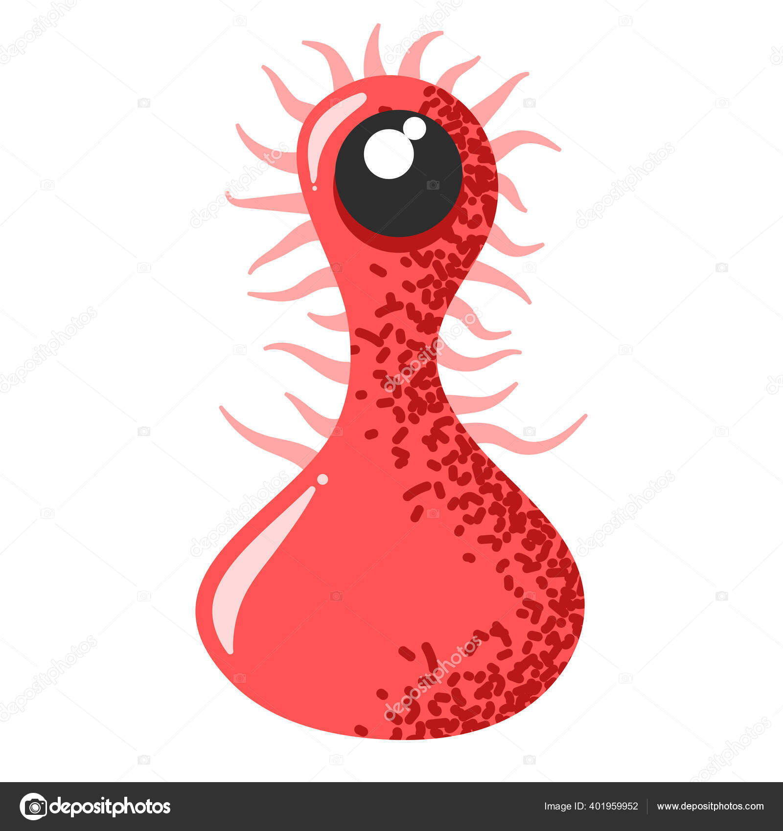 Divertido y lindo virus, bacterias, personaje de dibujos animados germen. Microbio y ...