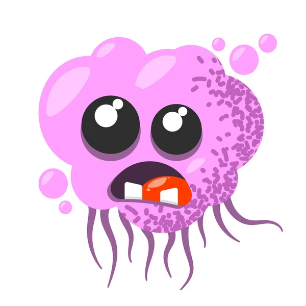 Divertido y lindo virus, bacterias, personaje de dibujos animados germen. Microbio y ...