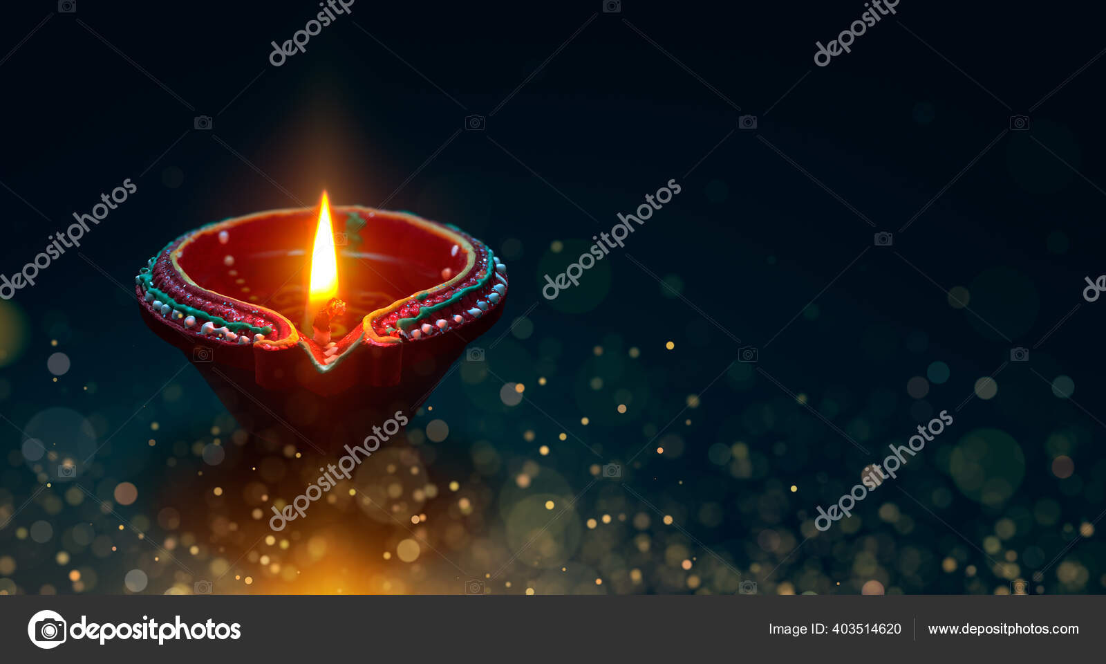 Diwali Celebration Diya Lamp Magical Particl Stock Photo by ©phive2015 ...