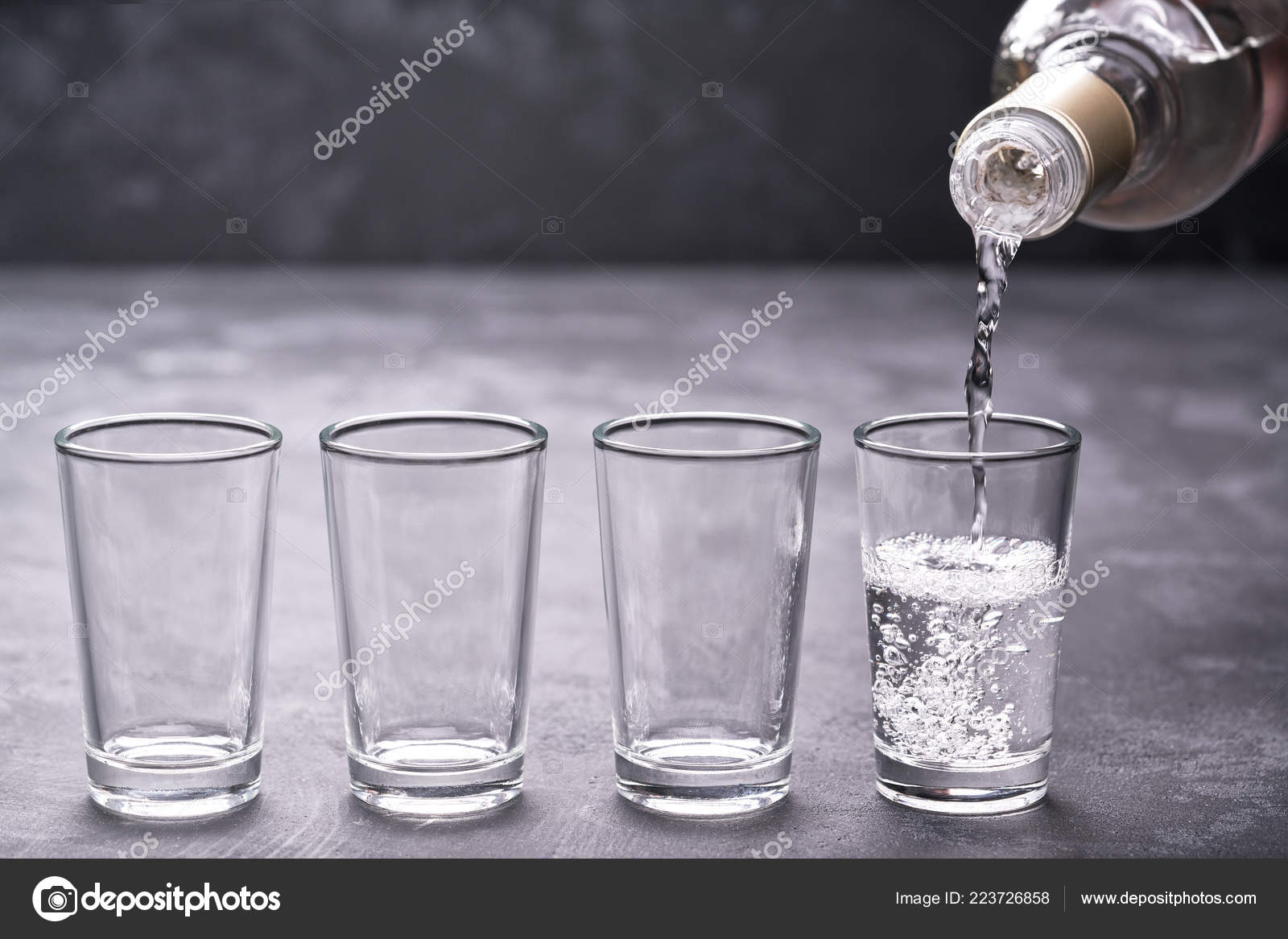 Pouring Vodka Glass Black Background Selective Focus Stock Photo by ...