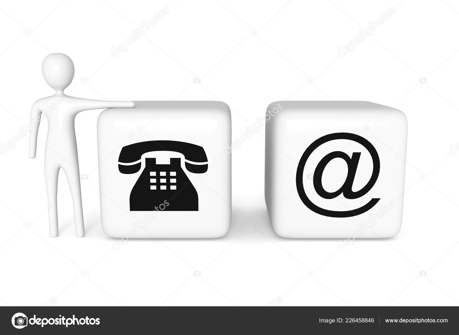 Contact us: telephone and web cubes with white 3d man, 3d illustration — Stock Photo © cbies ...