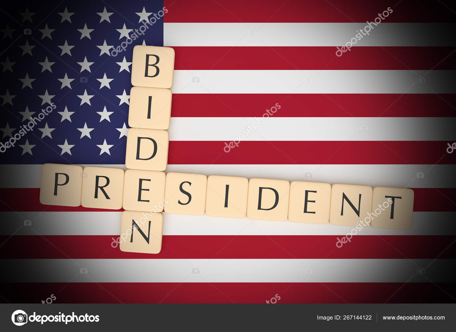 Letter Tiles President Biden With US Flag, 3d illustration – Stock ...